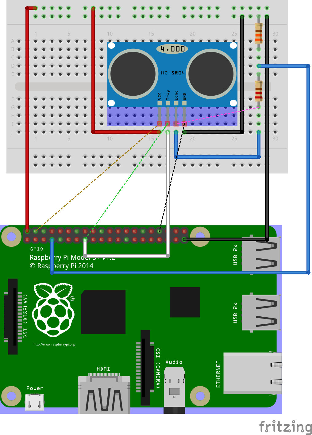 The HC-SR04 ultrasound range finder on Raspberry Pi - Pygmalion